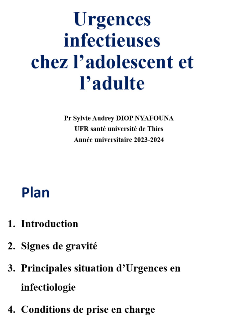 Urgences Infectieuses 2024 | PDF | Méningite | Infection