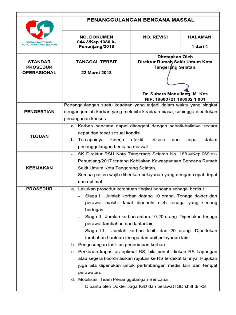 SOP Disaster Plan | PDF