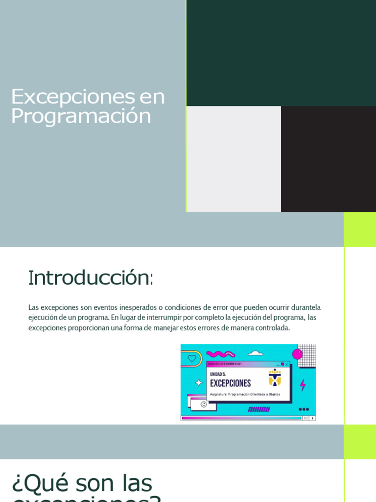 Título Entendiendo Las Excepciones en Programación - Presentación | PDF | Lenguaje de ...