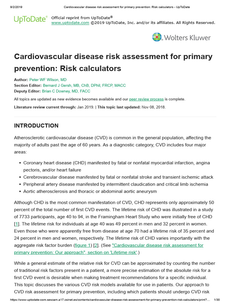 1 Riesgo Cardiovascular Escalas | PDF | Cardiovascular Diseases ...