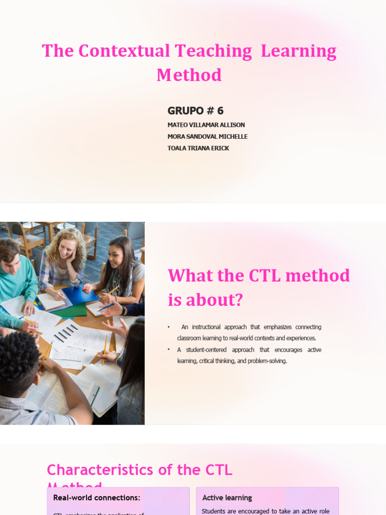 The Contextual Teaching Learning Method | PDF | Learning | Critical Thinking