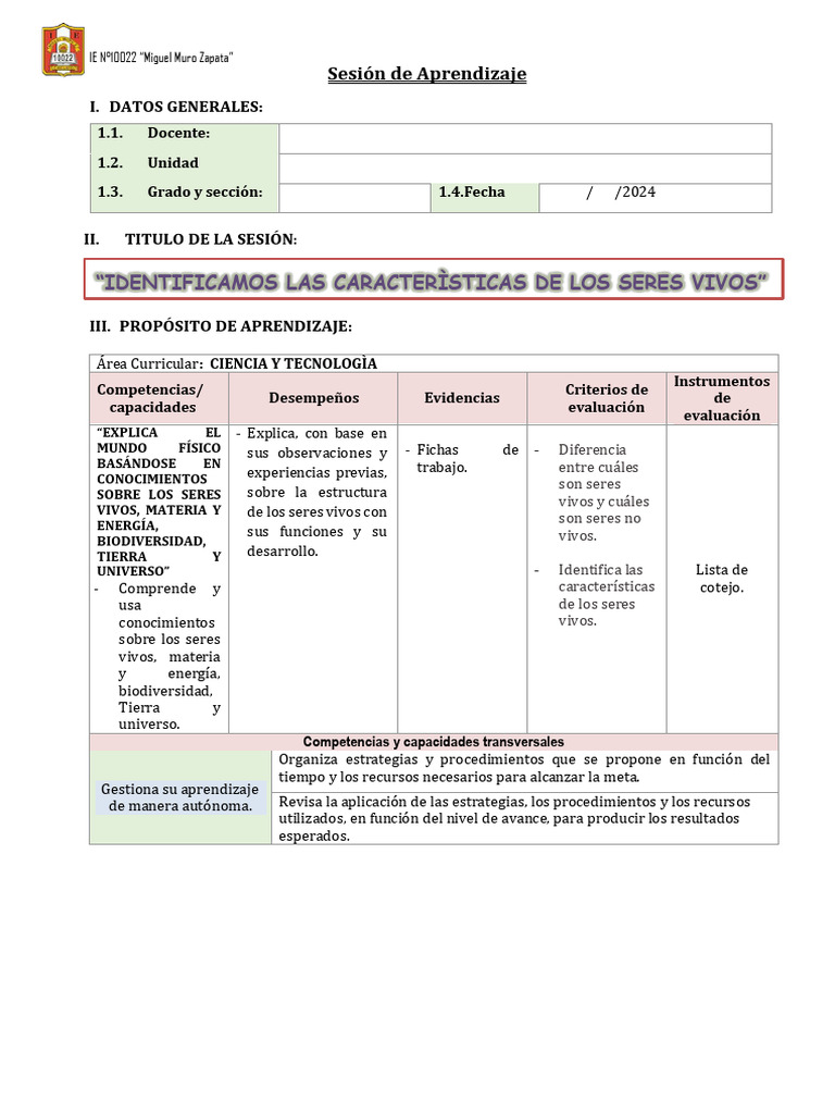 Ciencia y Ambiente - Caracteristicas de Los Seres Vivos | PDF ...