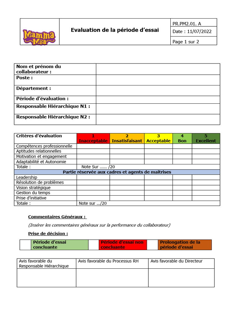 Evaluation de La Période D'essaie | PDF | Gestion des ressources humaines