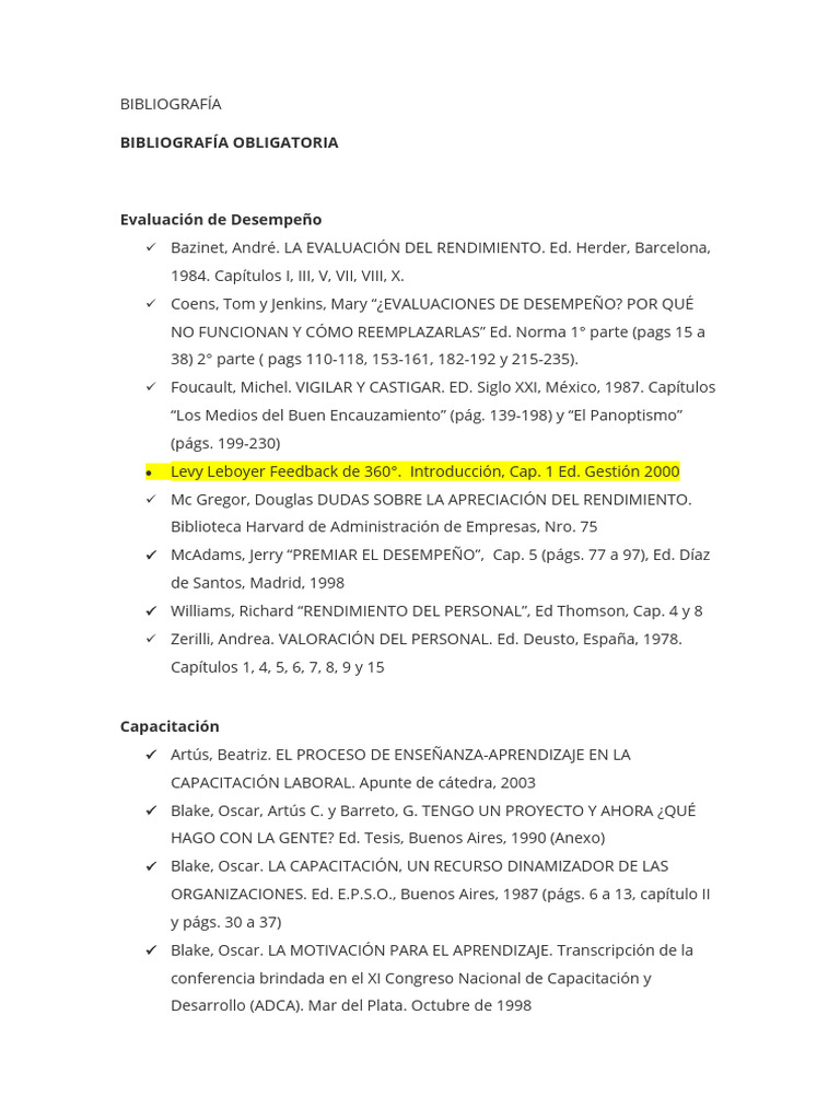 Bibliogragia Obligatoria - Faltan Comprar Textos | PDF