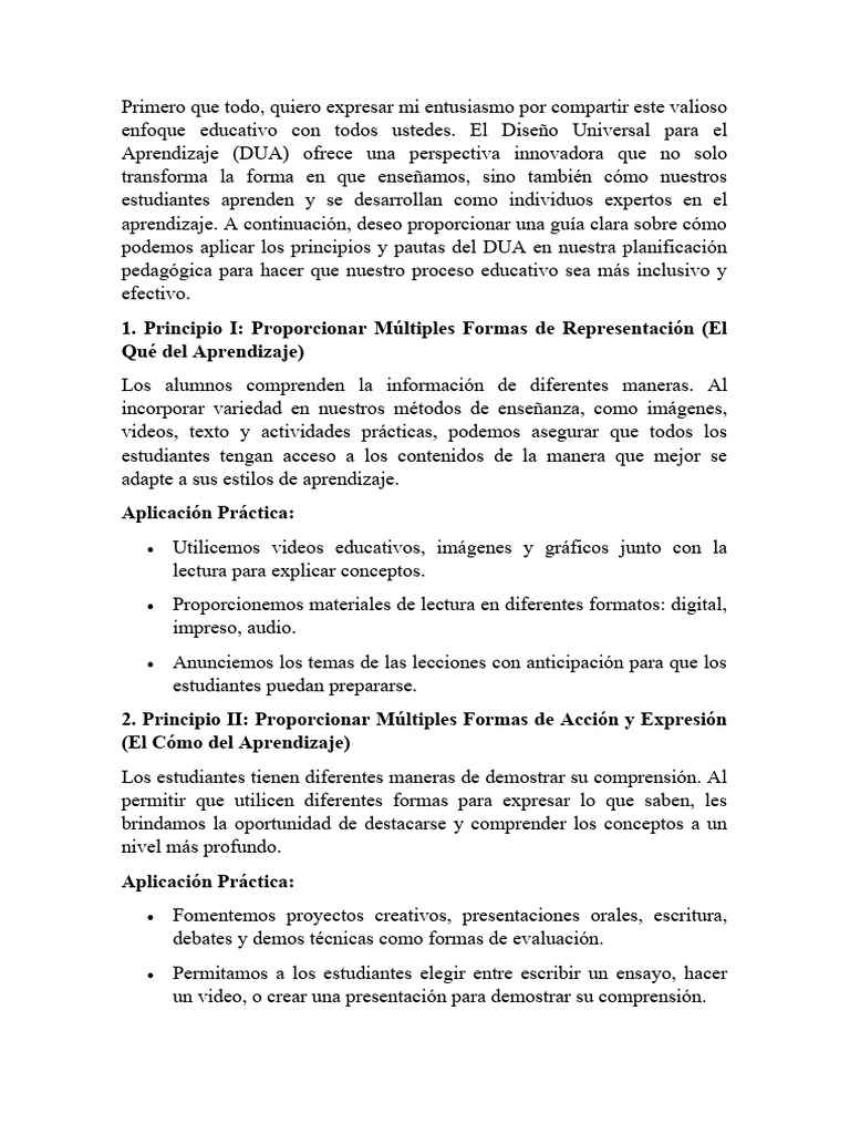 Principio I: Proporcionar Múltiples Formas de Representación (El Qué ...