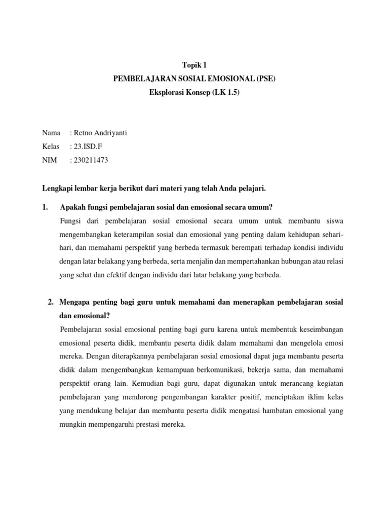 Eksplorasi Konsep - Lembar 1.5 - Retno Andriyanti | PDF | Karier ...
