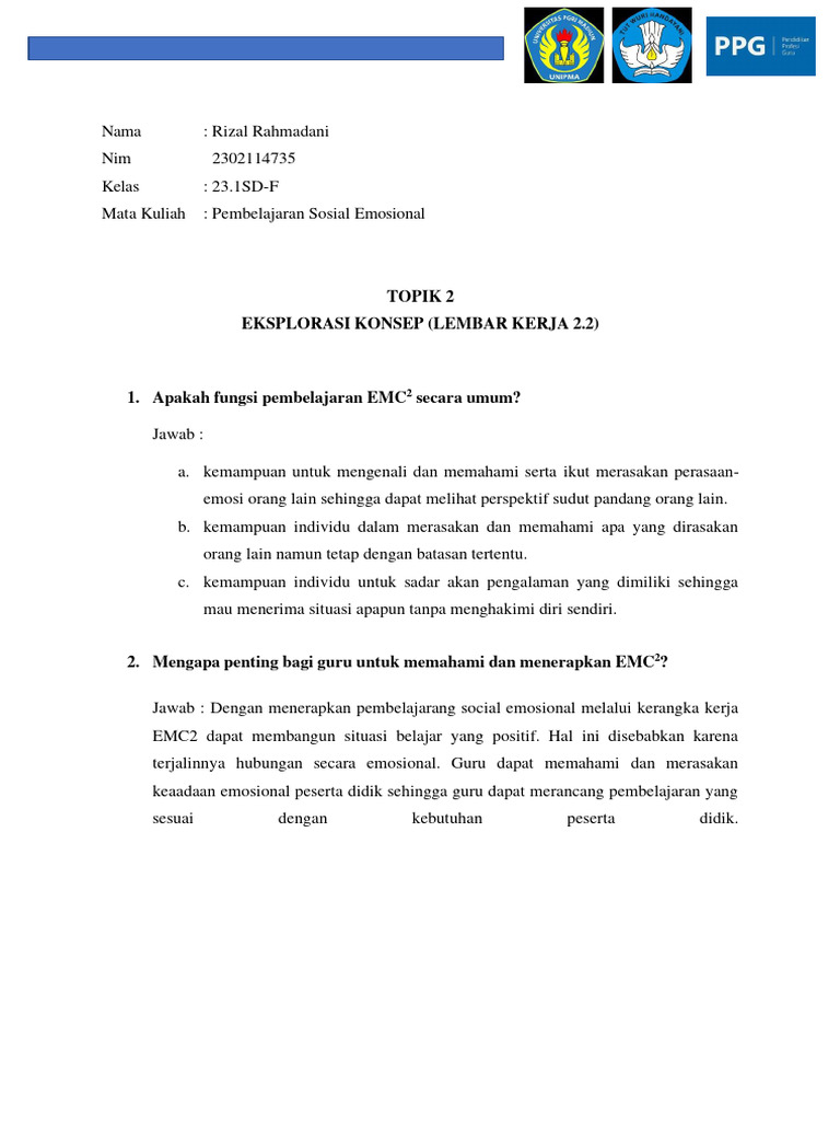 TOPIK 2 - EKSPLORASI KONSEP LEMBAR 2.2 - Rizal Rahmadani | PDF