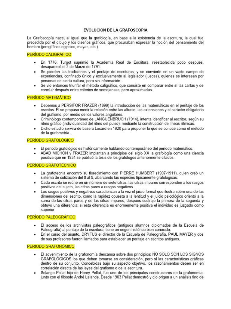 EVOLUCION DE LA GRAFOSCOPIA | PDF | Grafología | Crímenes