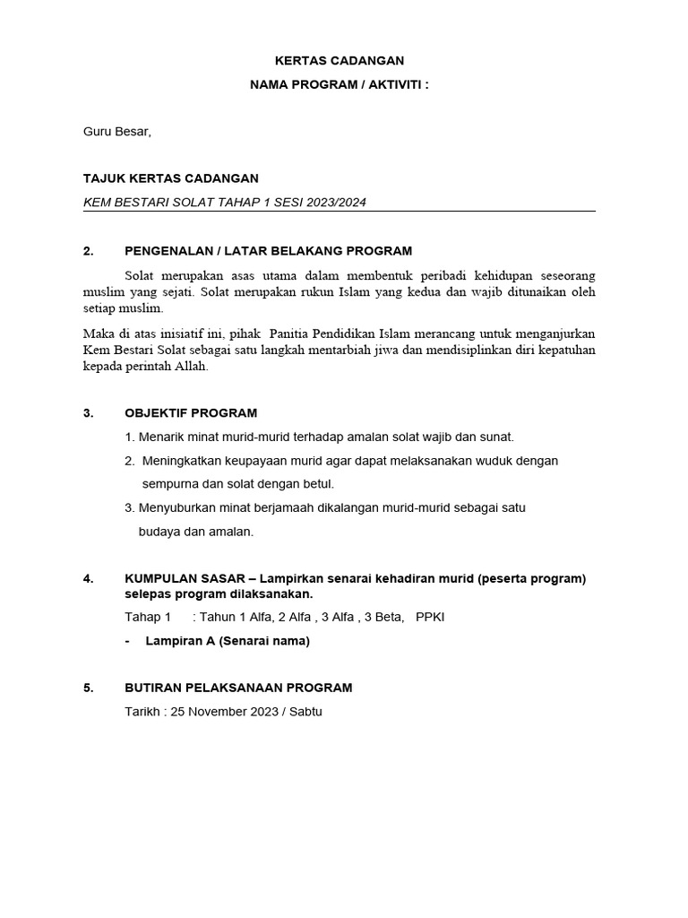 Kem Bestari Solat Tahap 1 2023 | PDF