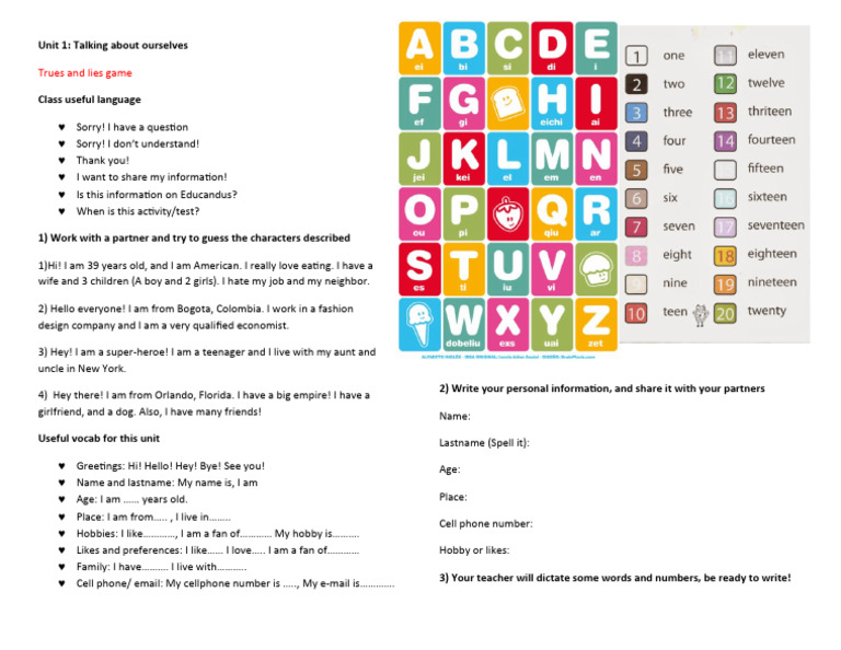 Unit 1 Class 1 Learning Pdf