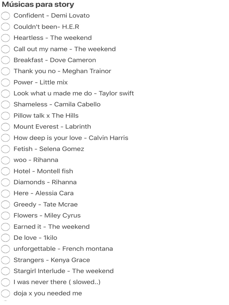 Músicas para Story | PDF
