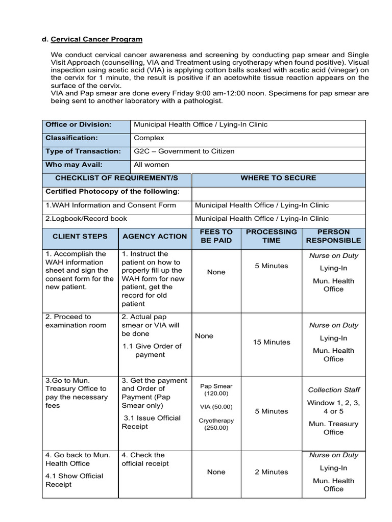 RHU - Cervical Cancer Program | PDF | Cervical Cancer | Clinical Medicine