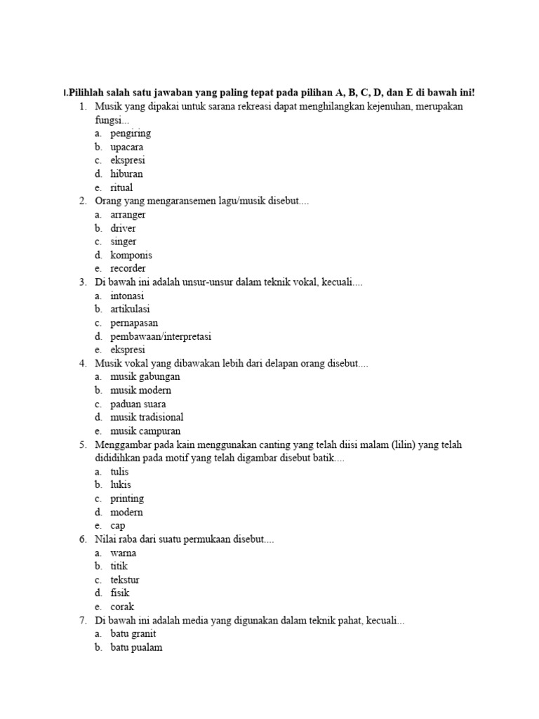SOAL PAT SBK KLS X Dan Jawabannya | PDF