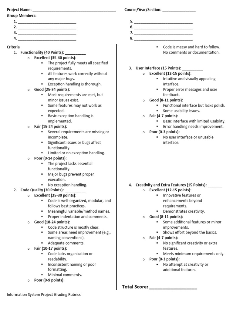 Information MAnagement RUBRICS | PDF | Usability | Software Bug