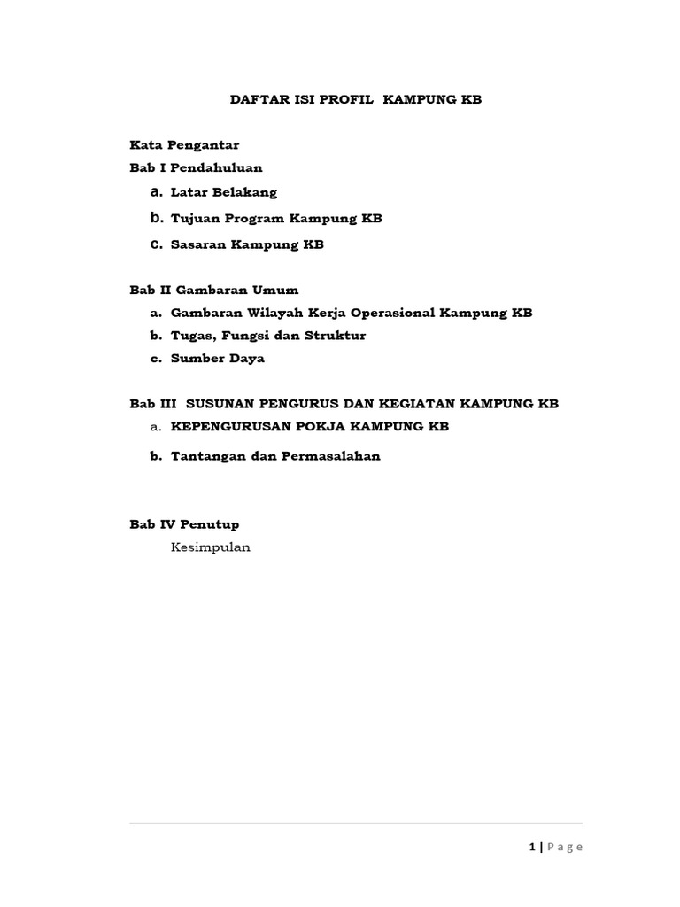 Profil Kampung KB Revisi | PDF