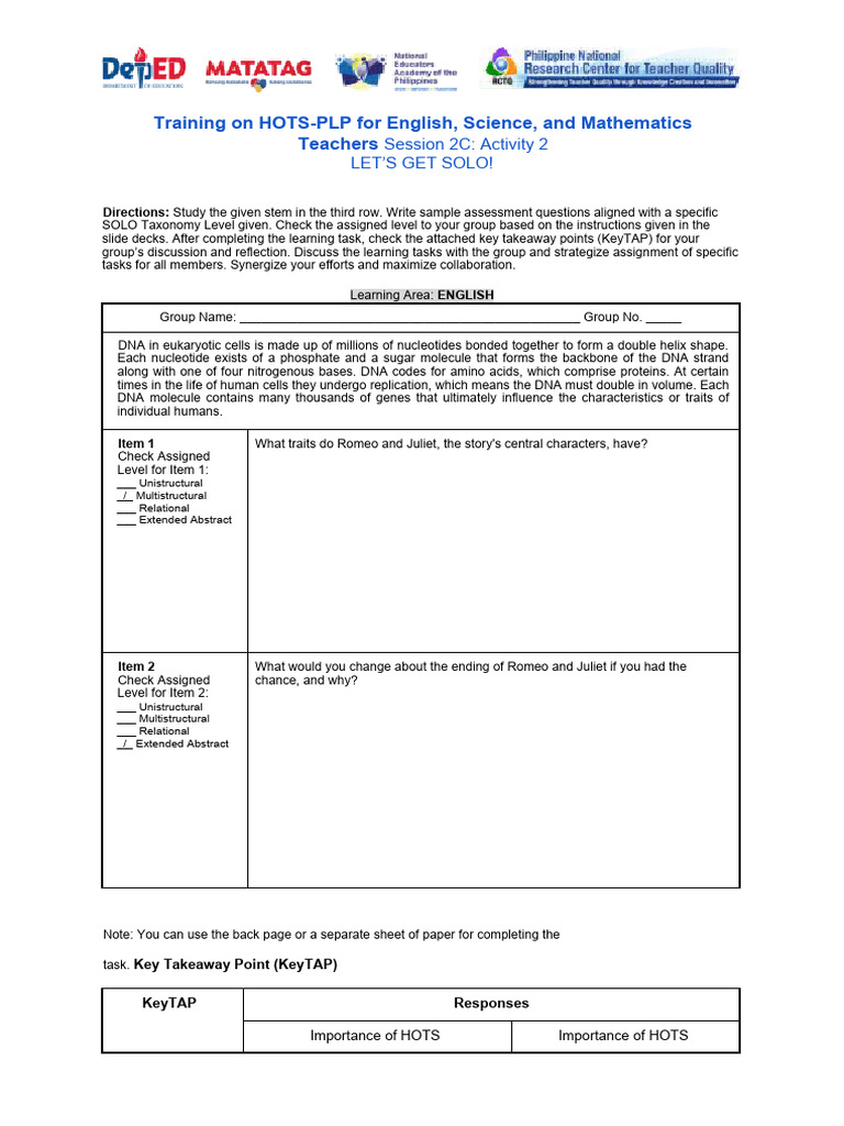 Sioasio Is2c Activity-Sheet | PDF | Dna | Learning