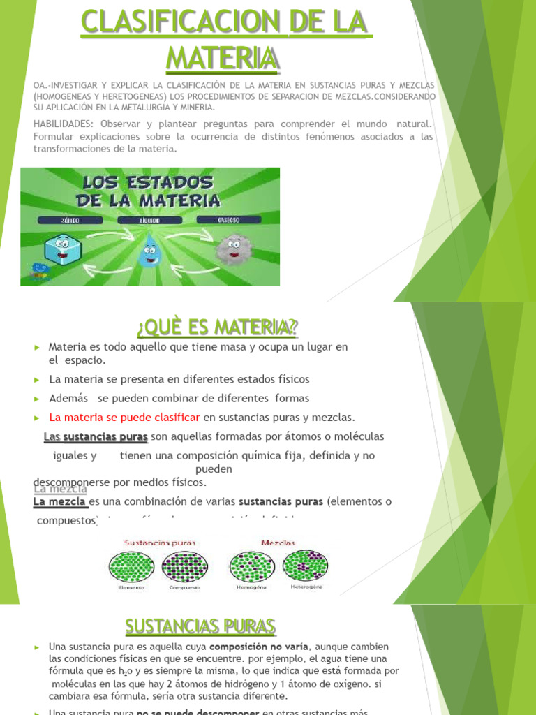 Clasificación de La Materia y Métodos de Separación 7CH | Descargar gratis PDF | Mezcla ...