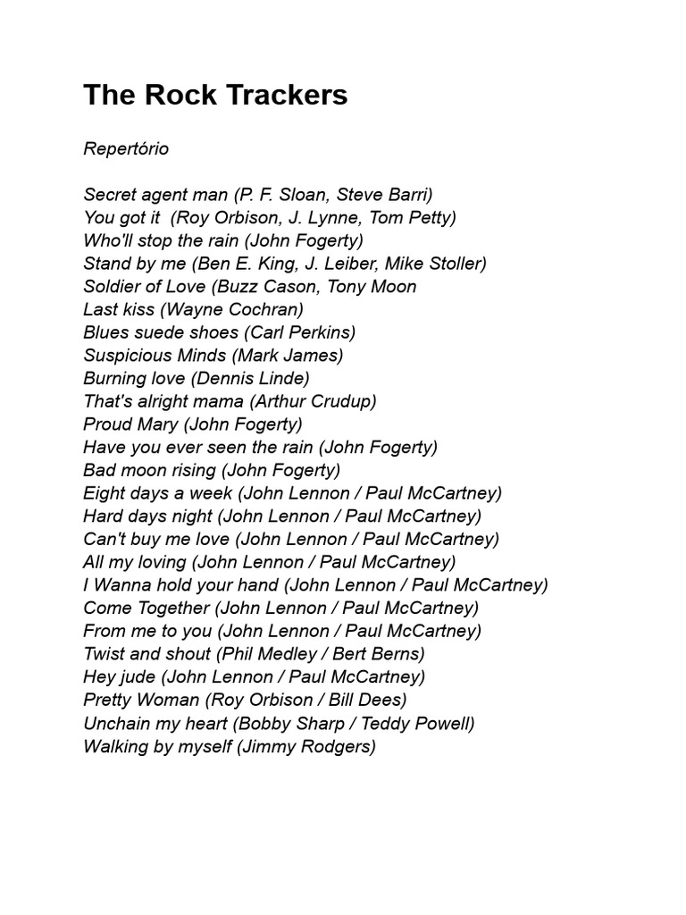 Classic Rock Covers Setlist | PDF | Art