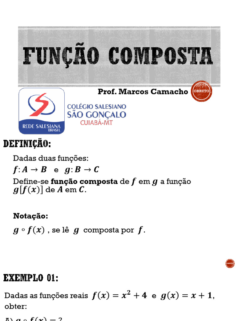 Função Composta | PDF | Conceitos matemáticos | Funções e mapeamentos