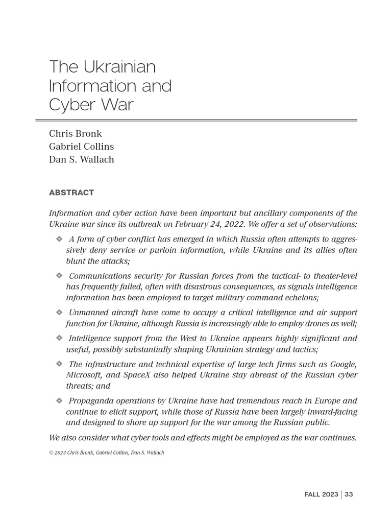 Information and Cyber war Ukraine | PDF | Cyberwarfare | Security