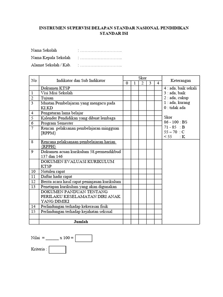 Instrumen 8 Standar | PDF