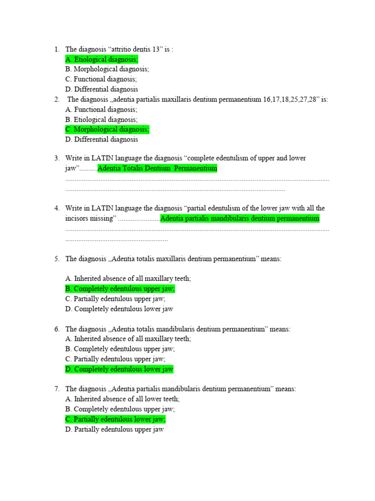 Test Diagnosis, Anamnesis, Paraclinical Tests - BB | PDF | Dentistry ...