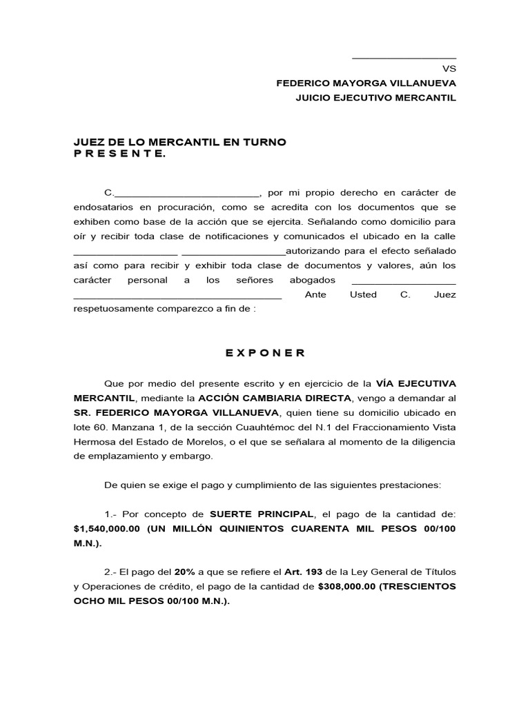 Demanda Formato | PDF | Cheque | Bancos