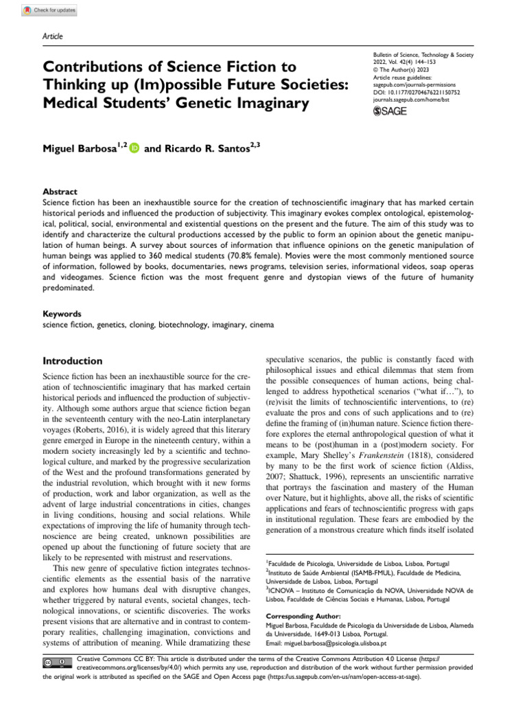 Contributions of Science Fiction To Thinking Up (Im) Possible Future ...