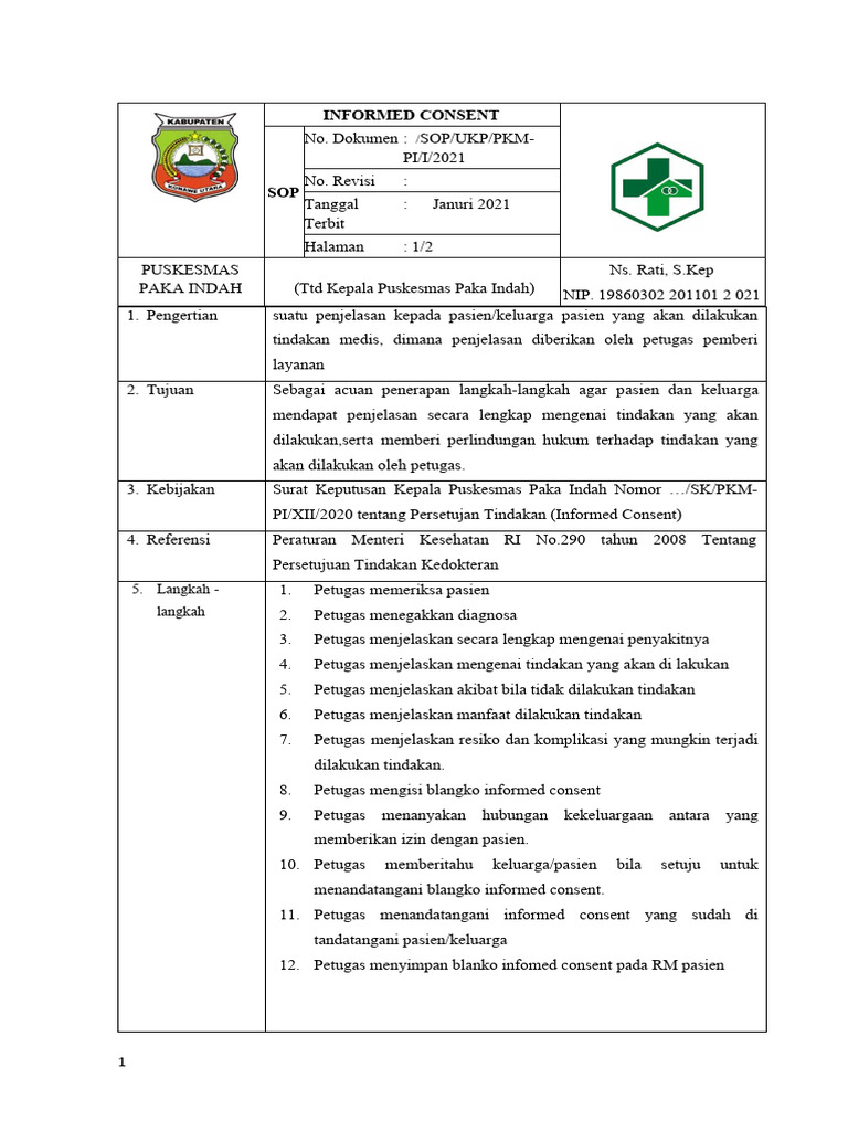 Prosedur Informed Consent Puskesmas | PDF | Pengembangan Diri | Sains & Matematika