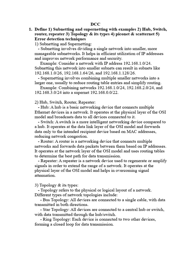 DCC Answer | PDF | Computer Network | Osi Model