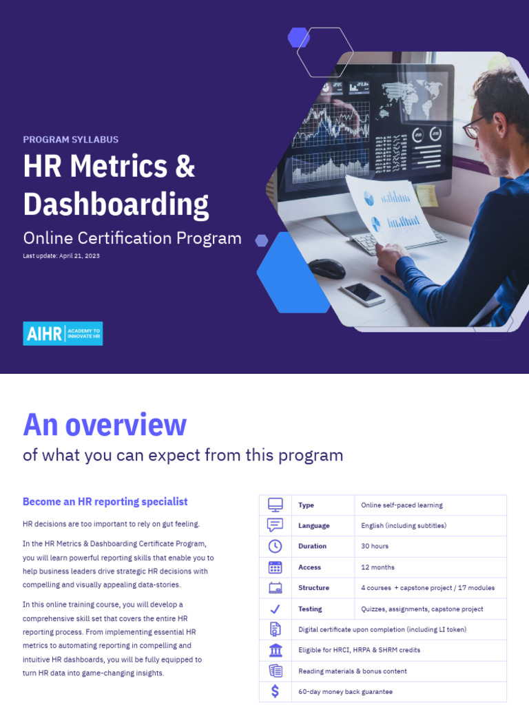 HR Metrics Dashboarding Certificate Program Syllabus AIHR | PDF | Human Resource Management ...
