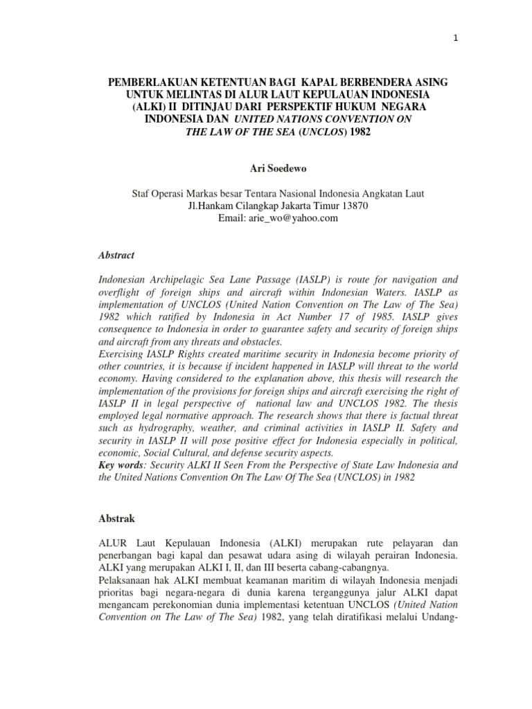 Pemberlakuan Hukum ALKI II untuk Kapal Asing | PDF | Politik | Hukum