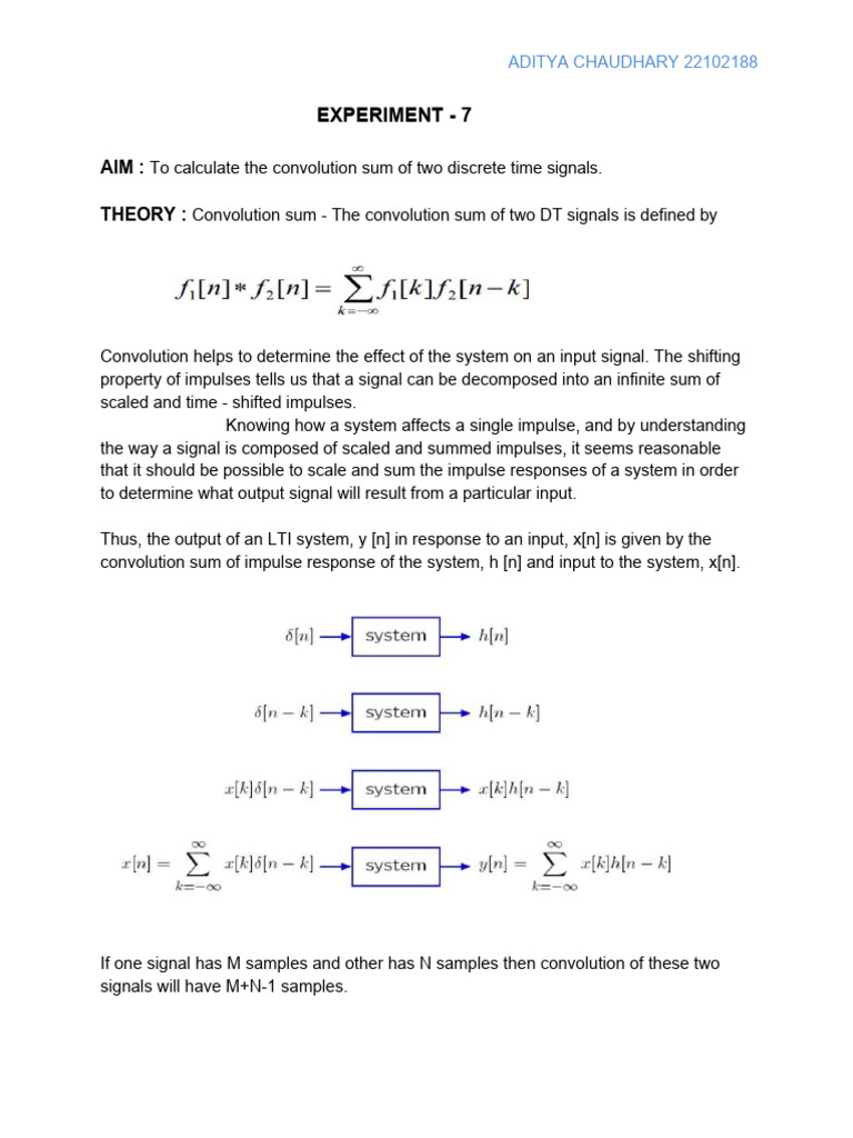 EXPERIMENT - 7 word | PDF | Convolution | Control Theory