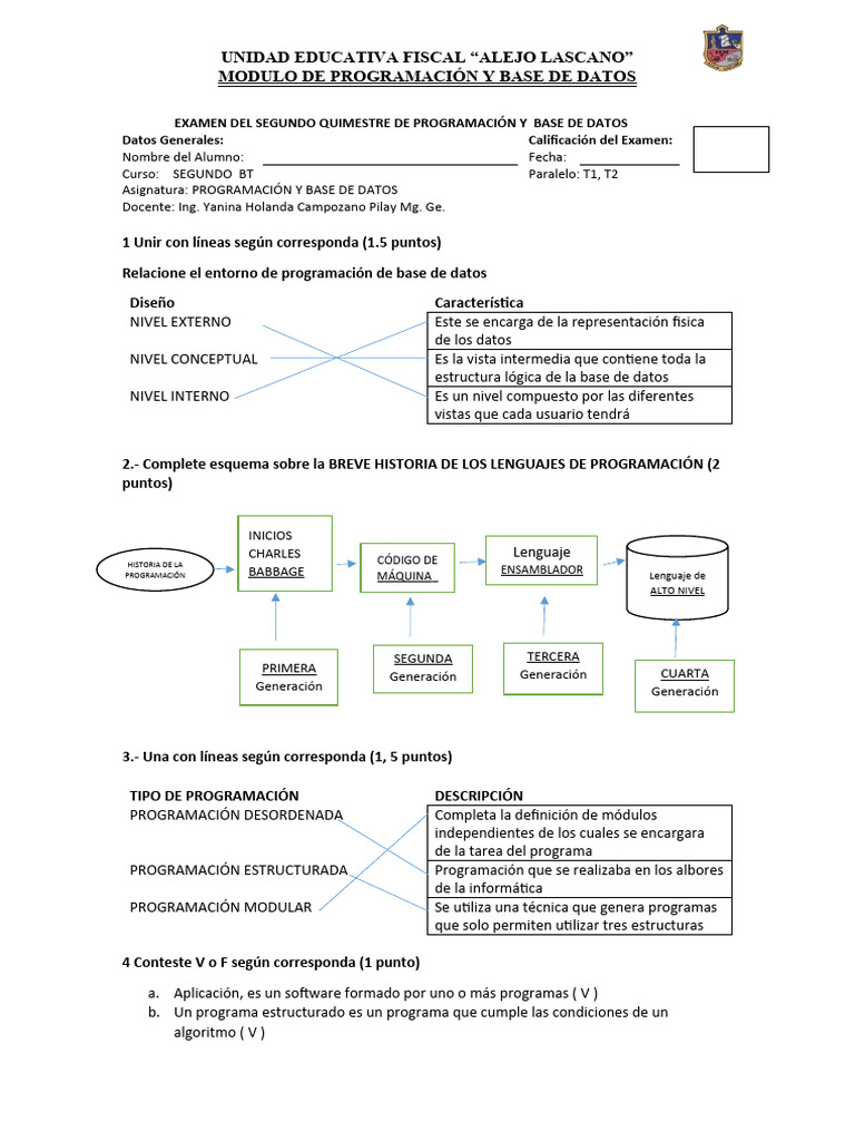 Program Base de Datos I Quim | PDF | Programación de computadoras ...