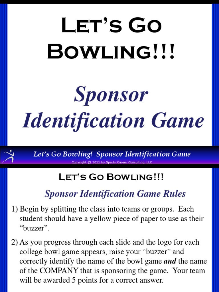 Let's Go Bowling!!!: Sponsor Identification Game | PDF | College ...