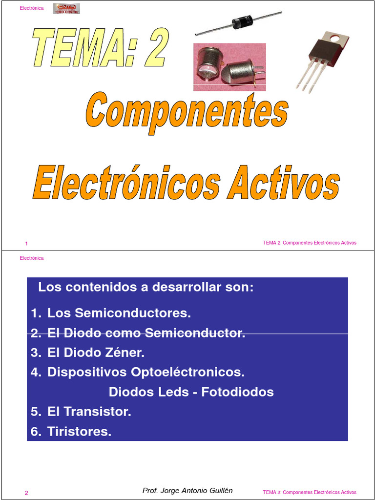 Tema 2 Componentes Electrónicos Activos | PDF | Diodo emisor de luz | Diodo