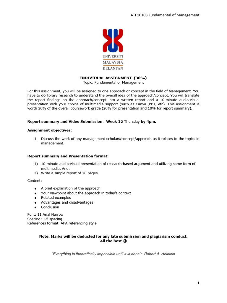Individual Assignment - ATF 10103 | PDF | Leadership | Behavioural Sciences