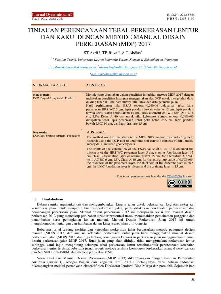 Tinjauan Ketebalan Perkerasan Jalan MDP 2017 | PDF