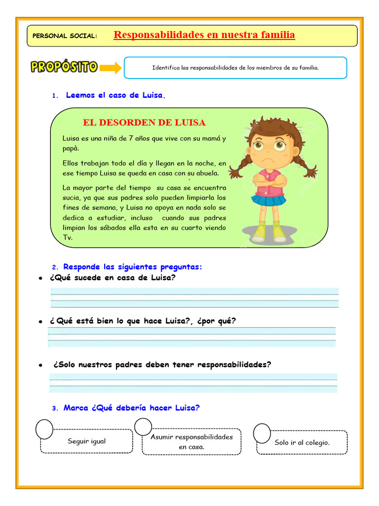 u3 s2 Ficha d1 Ps Responsabilidades en La Familia | PDF