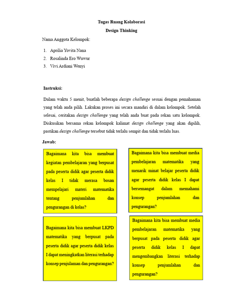 T3 - Tugas Ruang Kolaborasi Design Thinking | PDF