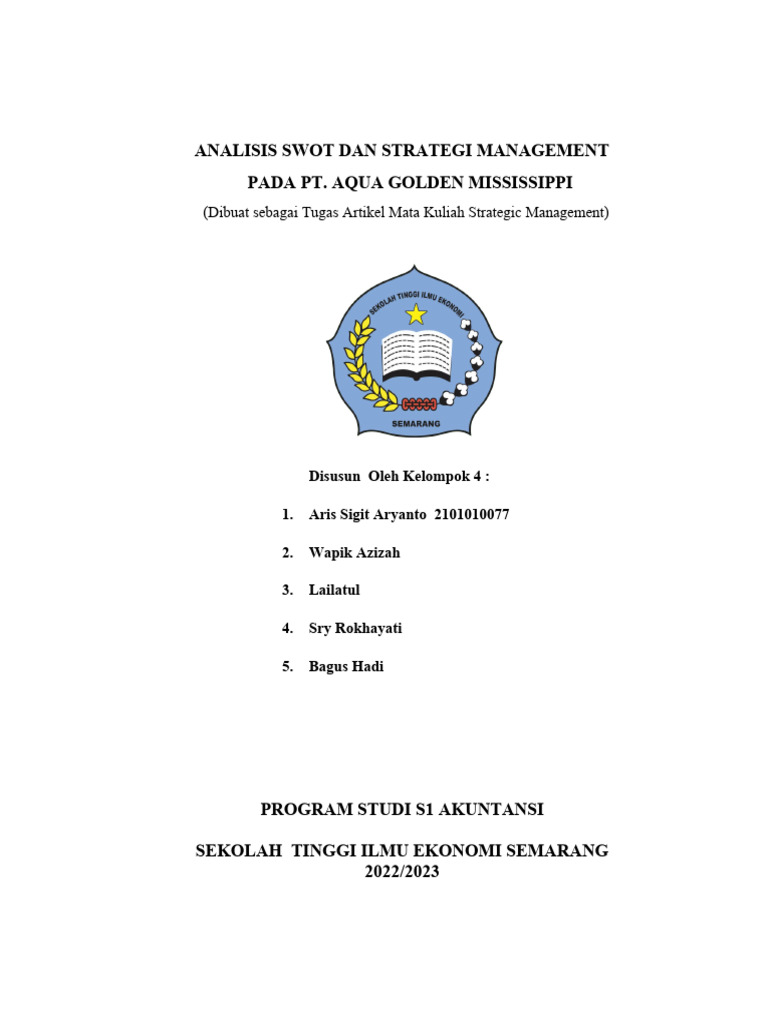 Analisis Matrik Swot Merk Aqua Danone - Management Strategic - Aris Sigit | PDF
