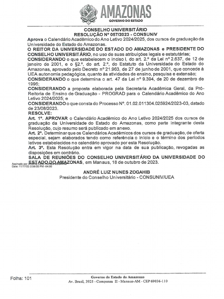 Calendário Uea 2024 | PDF