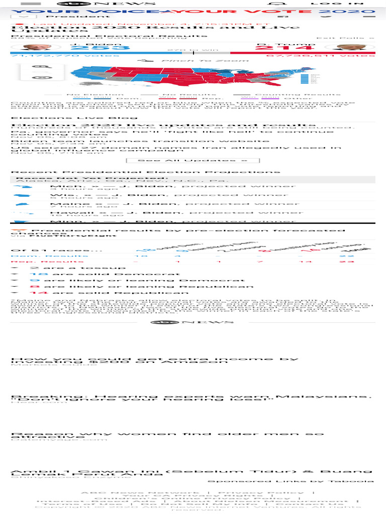 2020 Presidential Election Results Live | PDF | Politics Of The United ...