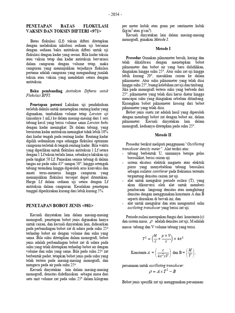 Penetapan Bobot Jenis | PDF | Sains & Matematika