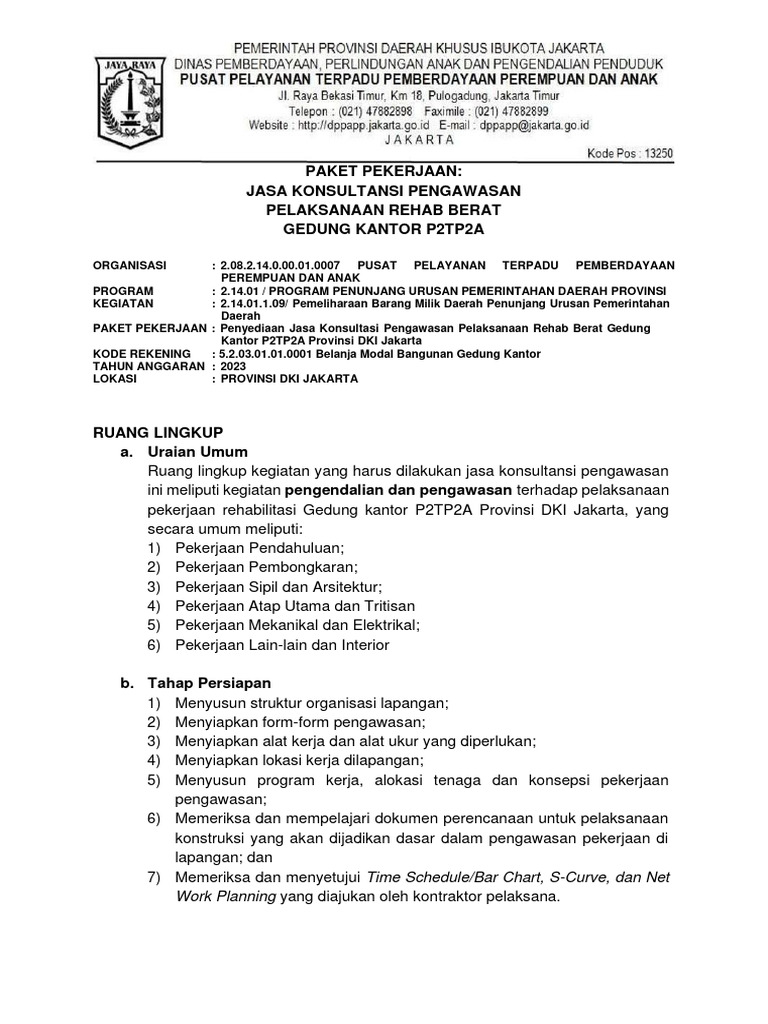 Jasa Konsultansi Rehab Gedung P2TP2A | PDF | Bisnis