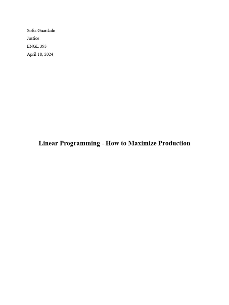 Managament Science - How To Maximize Production | PDF | Mathematical Optimization | Linear ...