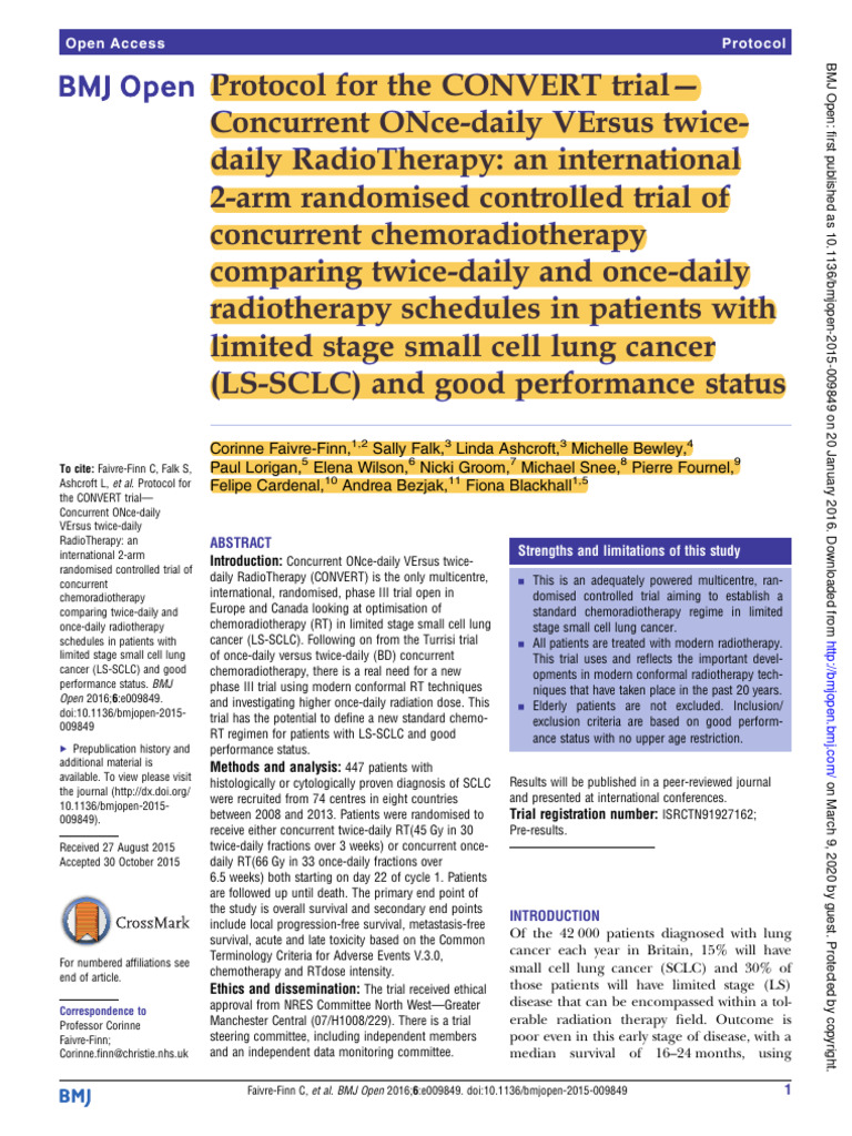 Jurnal 3 - Protocol For The CONVERT Trial | PDF | Chemotherapy | Radiation Therapy