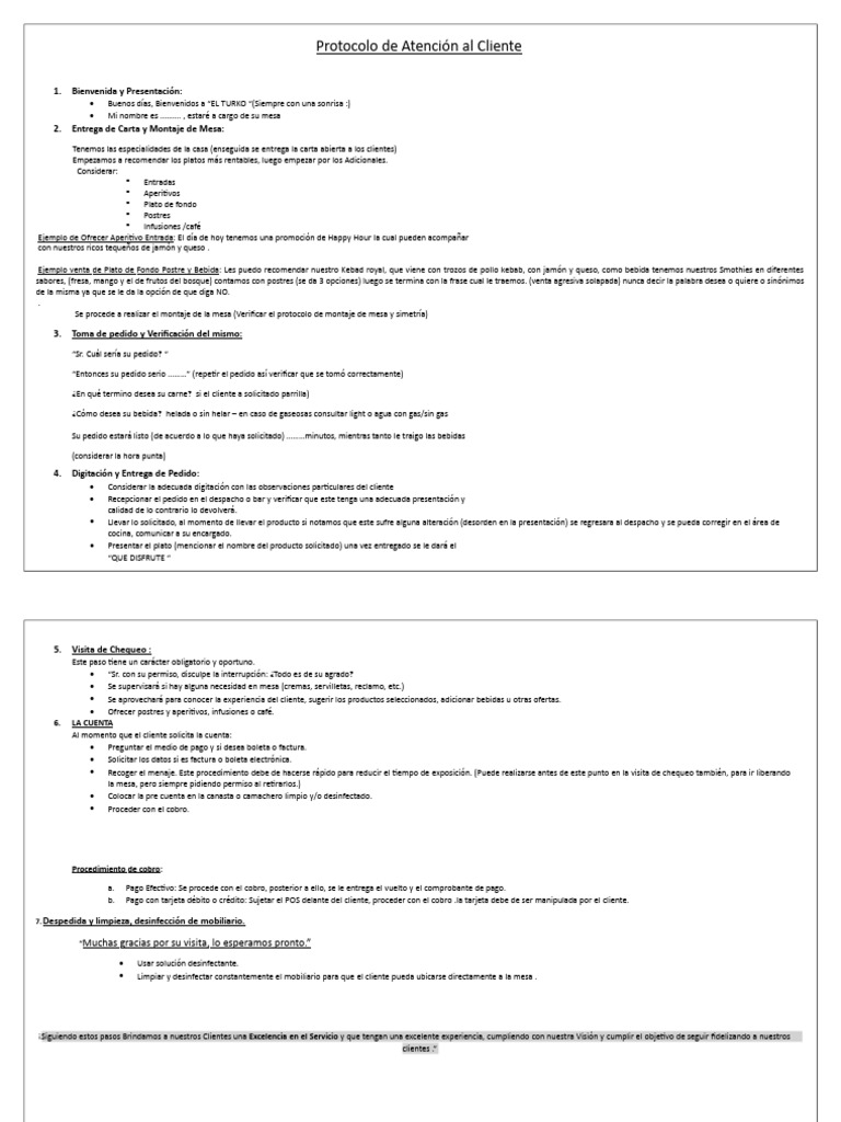 Protocolo de Atencion Salon | PDF