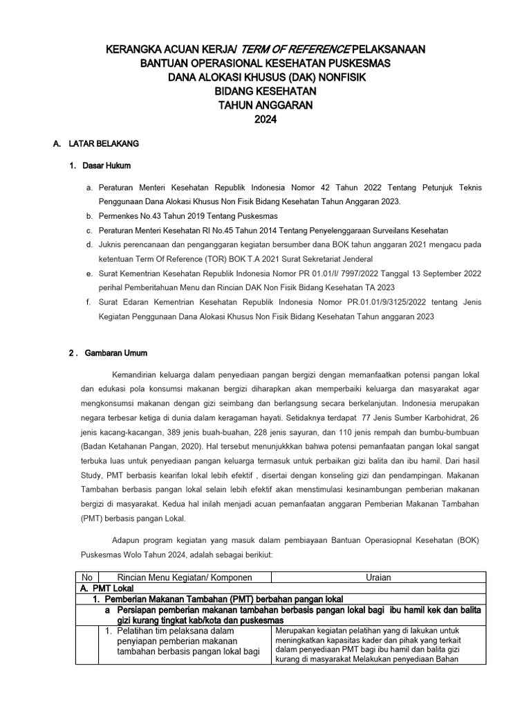 Tor Program Bok Tahun 2024 (Menu PMT) - 1 - 1 | PDF | Ilmu Sosial | Teknologi & Rekayasa