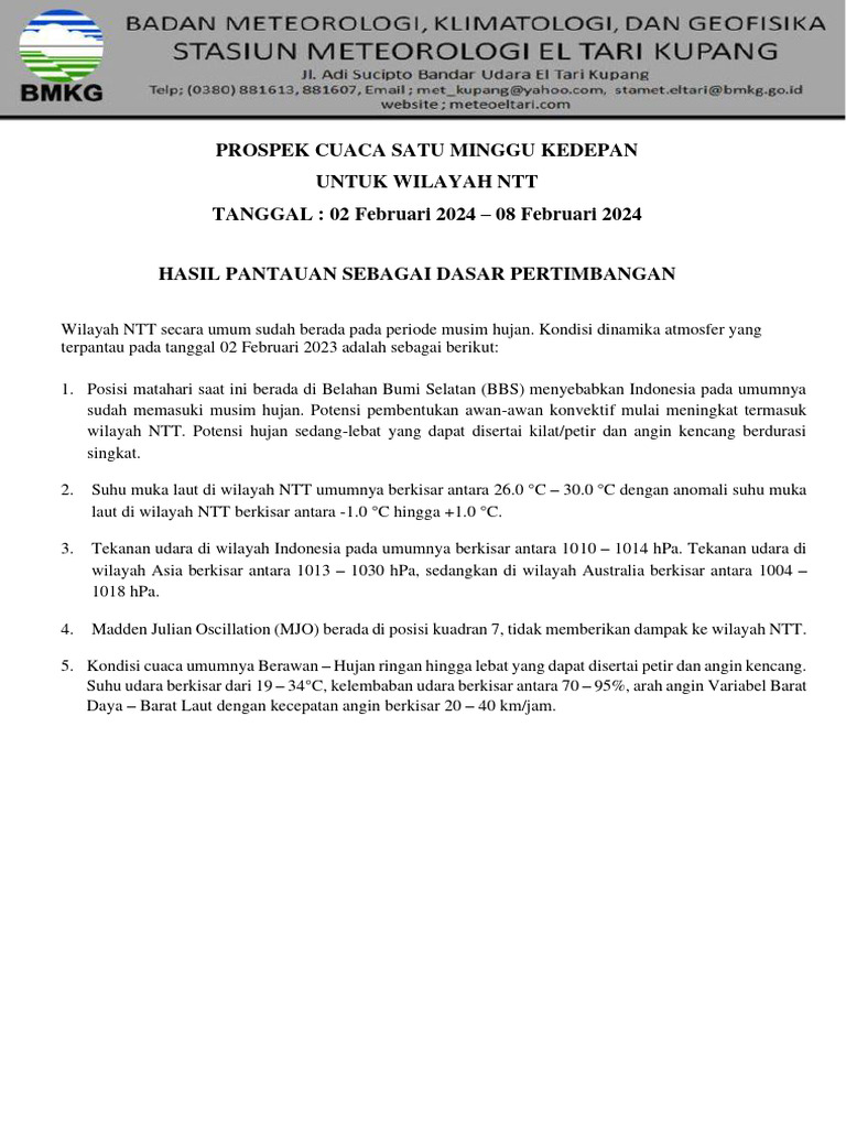 Rekapan Data Cuaca BMKG | PDF